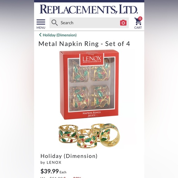 Lenox | Dining | Lenox Holly Berries Metal Napkin Rings Set | Poshmark
